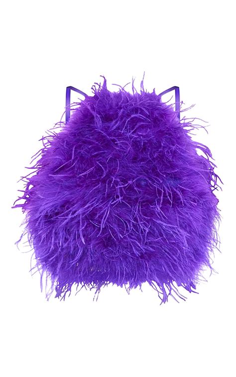 Premium Purple Feather Strappy Cross Back Crop Top Tops