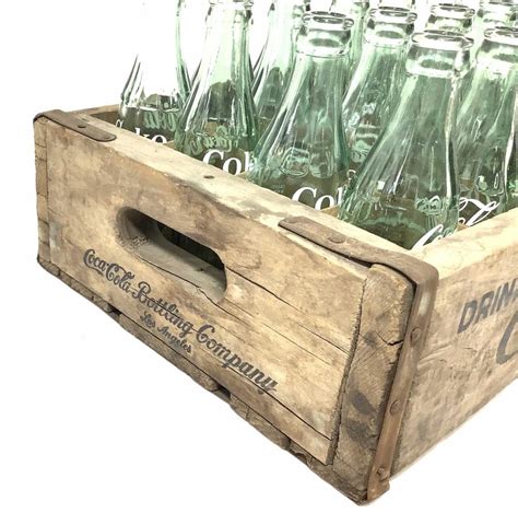 Lot Vintage Coca Cola Wood Crate With Bottles