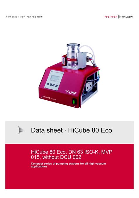 Data Sheet · Hicube 80 Eco Pfeiffer Vacuum