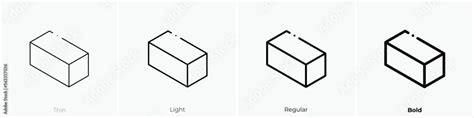 Cuboid Icon Thin Light Regular And Bold Style Design Isolated On White Background Stock Vector