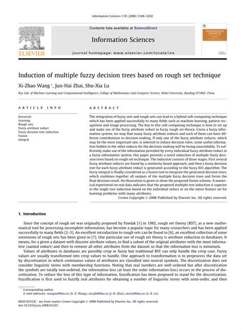 pdf induction of multiple fuzzy decision trees based on rough set