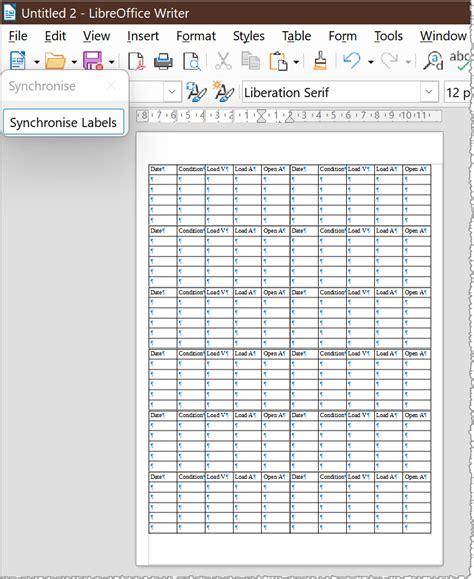 Insert Empty Table Into Each Label English Ask Libreoffice