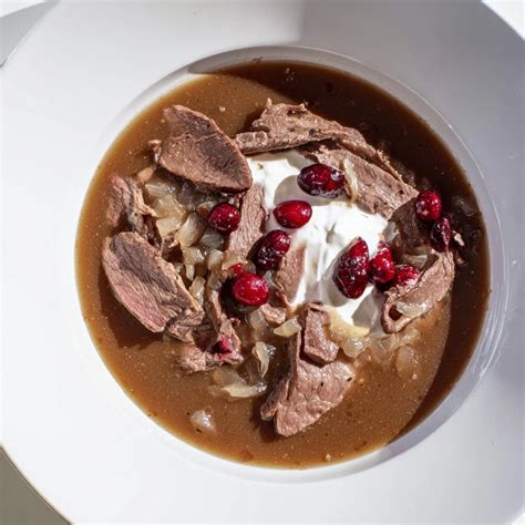 Traditional Finnish Reindeer Stew With Lingonberries