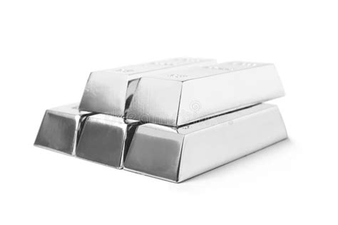 Two Shining Silver Bars Isolated On White Stock Image Image Of Rich