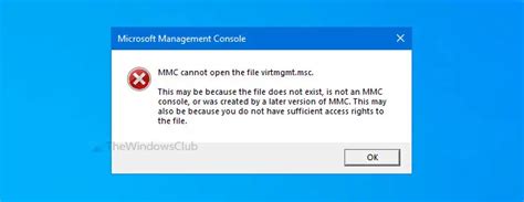 Napraw błąd MMC nie może otworzyć pliku virtmgmt msc w systemie Windows