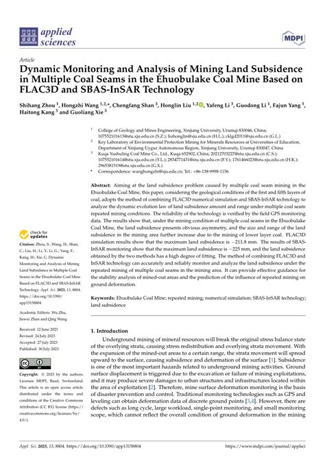pdf dynamic monitoring and analysis of mining land subsidence in