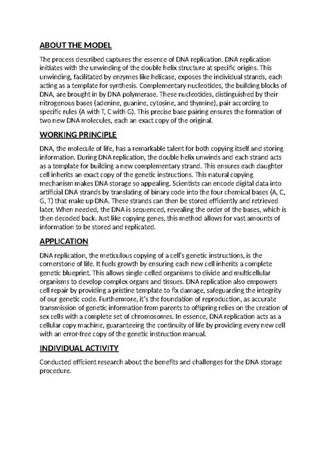 Report Summary Introduction To Computational Biology About The Model The Process