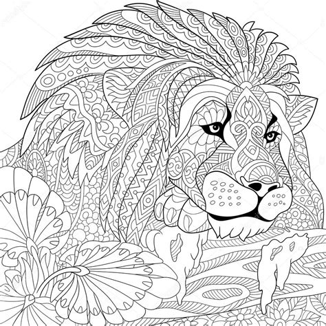 Zentangle Stylized Lion — Stock Vector © Sybirko 109417282