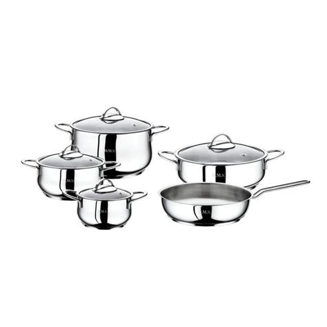 Oms Stainless Steel Cookware Set 9 Pcs 18 10 Luxury Life Kuwait