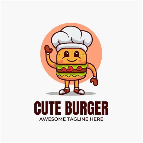 Premium Vector Cute Burger Mascot Logo Design