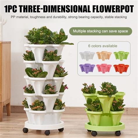 Stack Up Type Flower Pot Stackable Vertical Plant Vicedeal