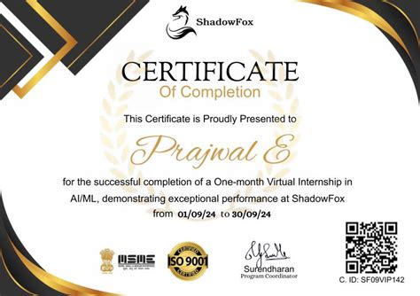 Prajwal E On Linkedin Internship Shadowfox Machinelearning