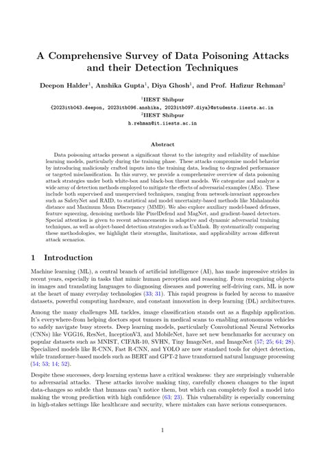Pdf A Comprehensive Survey Of Data Poisoning Attacks And Their Detection Techniques