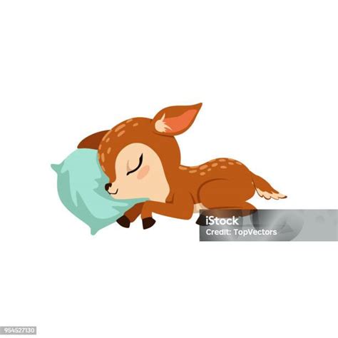 흰색 배경에 베개 벡터 일러스트 레이 션에 귀여운 작은 폰 문자 Slaaping 갈색에 대한 스톡 벡터 아트 및 기타 이미지