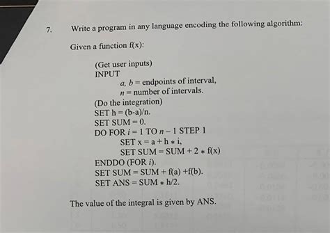 Solved Write A Program In Any Language Encoding The