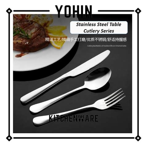 YOHIN Stainless Steel Table Cutlery Series Spoon Fork Knife Peralatan