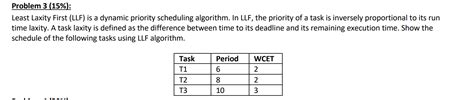 Solved Least Laxity First Llf Is A Dynamic Priority