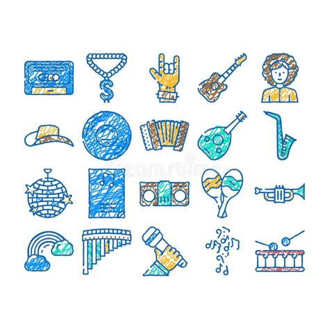 Music Genres Audio Performance Icon Hand Drawn Stock Vector
