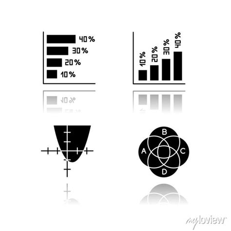 Chart And Graph Drop Shadow Black Glyph Icons Set Horizontal • Wall