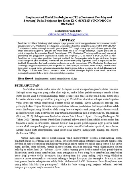 Artikel Ptk Mukhamad Fuadil Fikri 208190029 Pdf