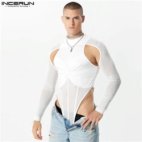 Incerun 2023 Sexy Stilvolle Stil Herren Durchsichtige Mesh Overalls