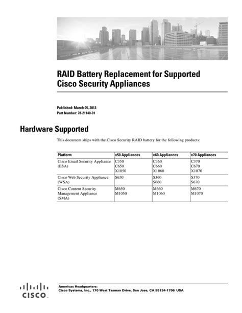 Raid Battery Replacement For Supported Cisco Security Appliances