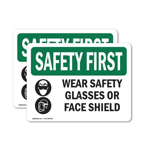 2 Pack Wear Safety Glasses Or Face Shield With Symbol Osha Safety