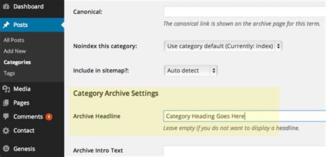 Displaying Category Headings On All Category Archive Pages In Genesis