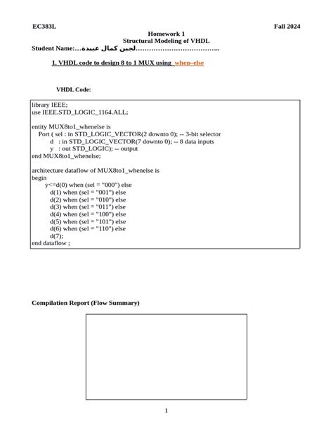 Homework 1 Pdf Vhdl Software Engineering