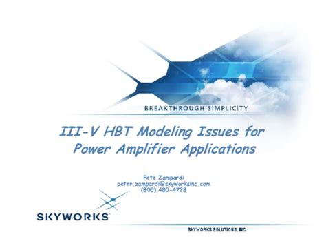 Pdf Iii V Hbt Modeling Issues For Power Amplifier Applications