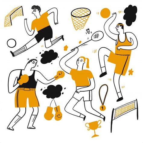 Premium Vector Activities Of People Who Are Playing Various Sports