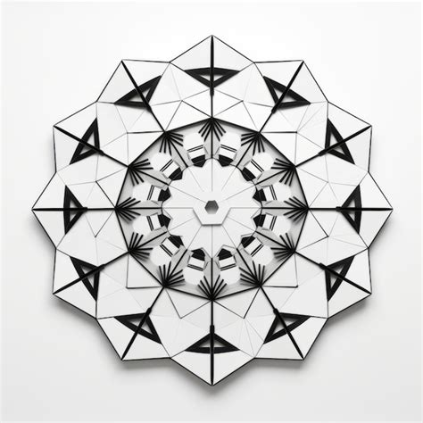 White Geometric Shape With Black And White Designs Premium Ai Generated Image