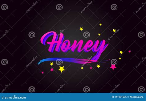 Honey Purple Handwritten Lettering Typography Word For Logotype Badge