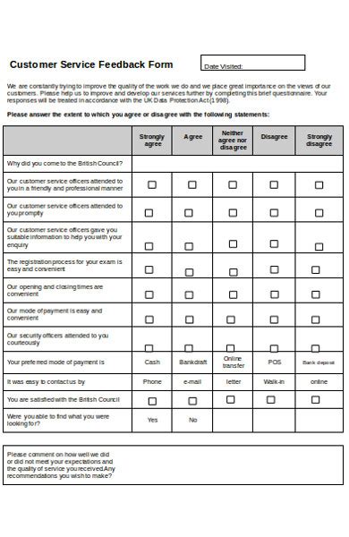 FREE 18 Customer Service Form Samples PDF MS Word Google Docs