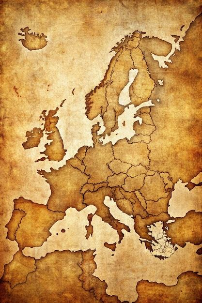 El mapa de la vieja Europa Ilustración del antiguo mapa de Europa con
