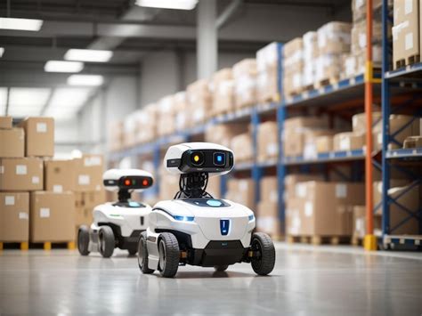 Premium Photo Robotic Logistics Hub Image Of Delivery Robots With Sensors Parked In Smart Facility