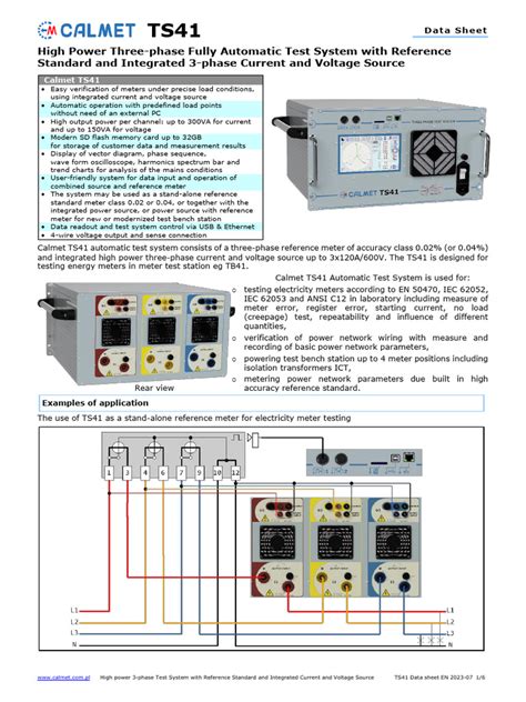 Ts41 High Power Three Phase Automatic Test System Data Sheet En Pdf