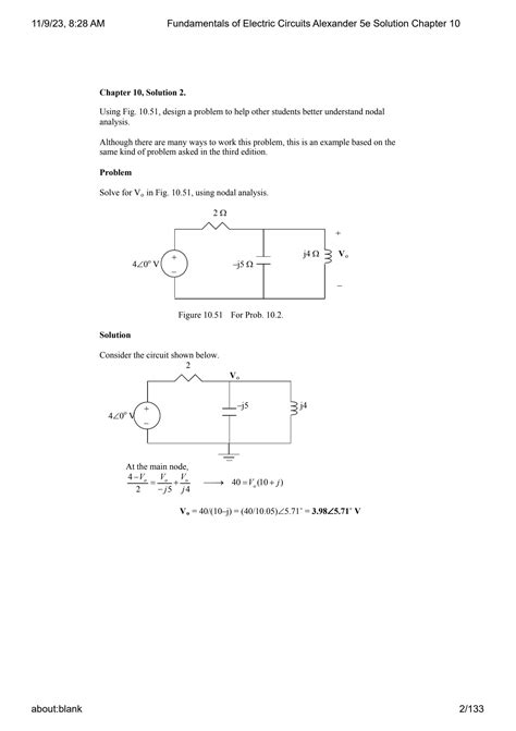 Solution Fundamentals Of Electric Circuits Alexander Studypool