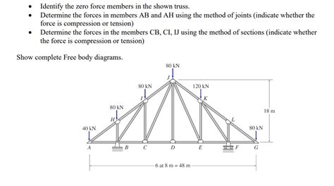 Solved Identify The Zero Force Members In The Shown Truss Chegg
