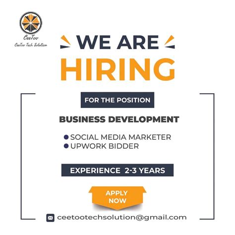 Ceetoo Tech Solution On Linkedin Hiring Business Development Ceetoo Tech Solution Location