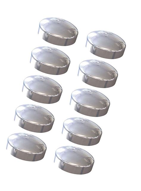 10x Chrome Silver Plastic Dome Screw Cover Cap 2 Piece Click On