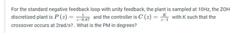 Solved For The Standard Negative Feedback Loop With Unity