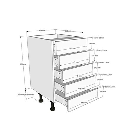 450mm 5 Drawer Base Unit