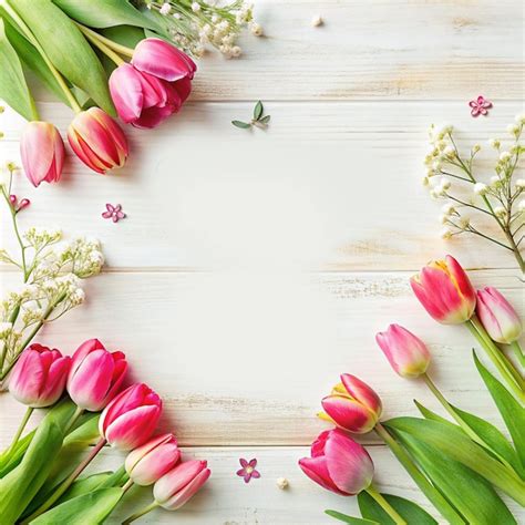 Premium Photo A Wreath Of Tulips With A White Background With A White