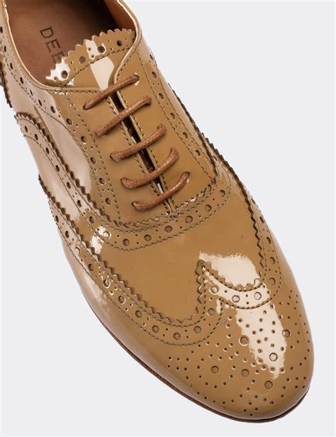 Sandstone Patent Leather Lace Up Shoes 01418zvznc01 Deery