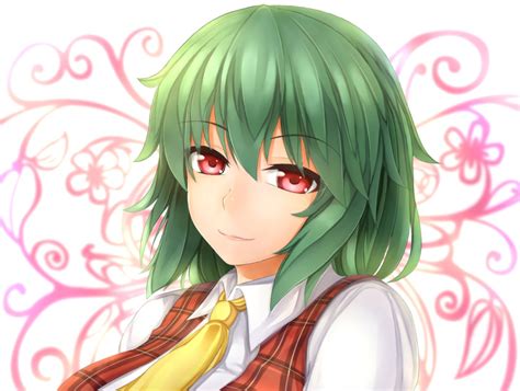 Safebooru 1girl Ascot Breasts Bust Flower Green Hair Kazami Yuuka