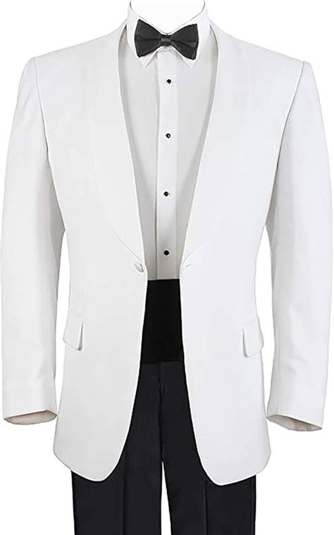 Dobell Mens White Tuxedo Dinner Jacket Regular Fit Notch Lapel Your