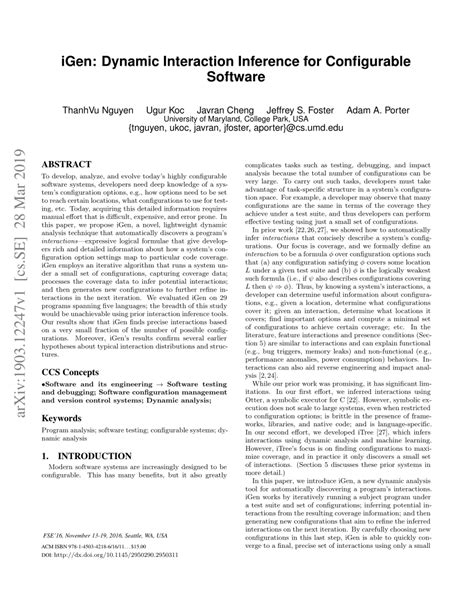 pdf igen dynamic interaction inference for configurable software