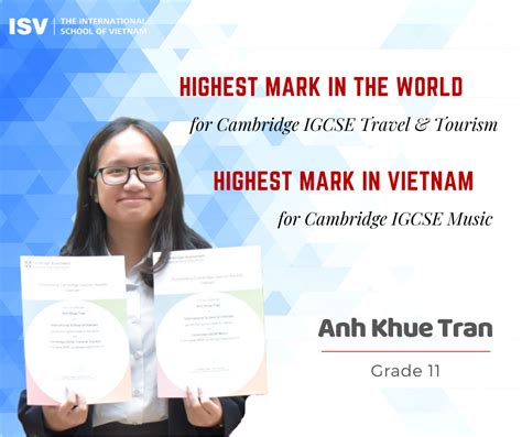 Isv Student Gained Highest Mark In Cambridge Igcse Exam