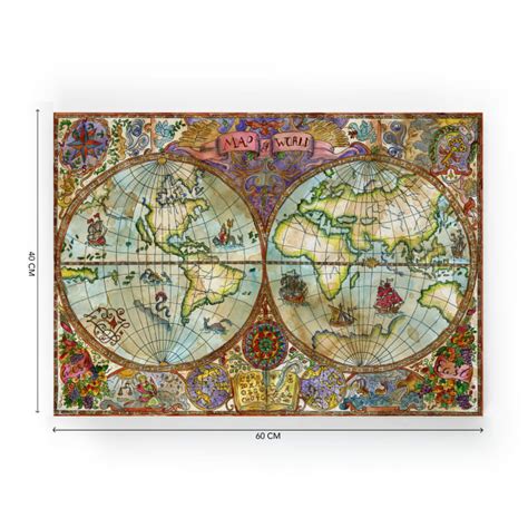 Lienzo 60x40 impresión mapamundi colorido COLORFUL WORLDMAP Maisons